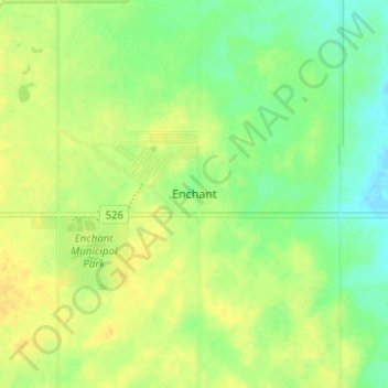 Enchant topographic map, elevation, terrain