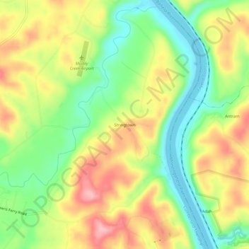 Stringtown topographic map, elevation, terrain