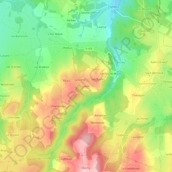 Loure Topographic Map Elevation Terrain