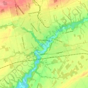 Tillsonburg topographic map, elevation, terrain