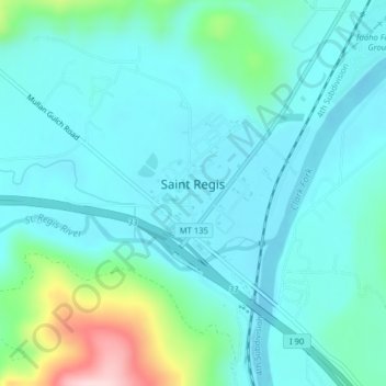 St. Regis topographic map, elevation, terrain