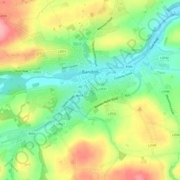 Bandon topographic map, elevation, terrain