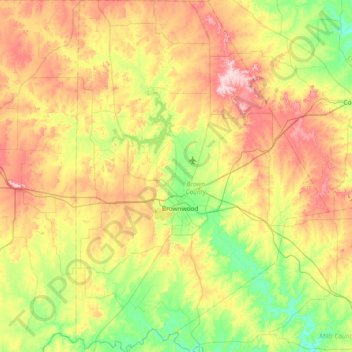 Brown County topographic map, elevation, terrain