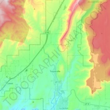 Toquerville topographic map, elevation, terrain