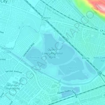 Quarry Lakes Regional Park topographic map, elevation, terrain